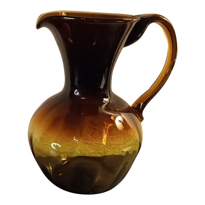 Vintage Wayne Husted Bischoff Kingston Burnt Amber Ombre Glass Pitcher ...