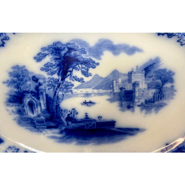 Antique W H Grindley & Co Flow Blue Platter in the Lake Scene Shanghai ...