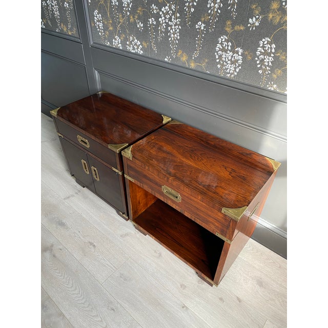 1960s Vintage Brazilian Rosewood Campaign Nightstand Set by John Stuart ...