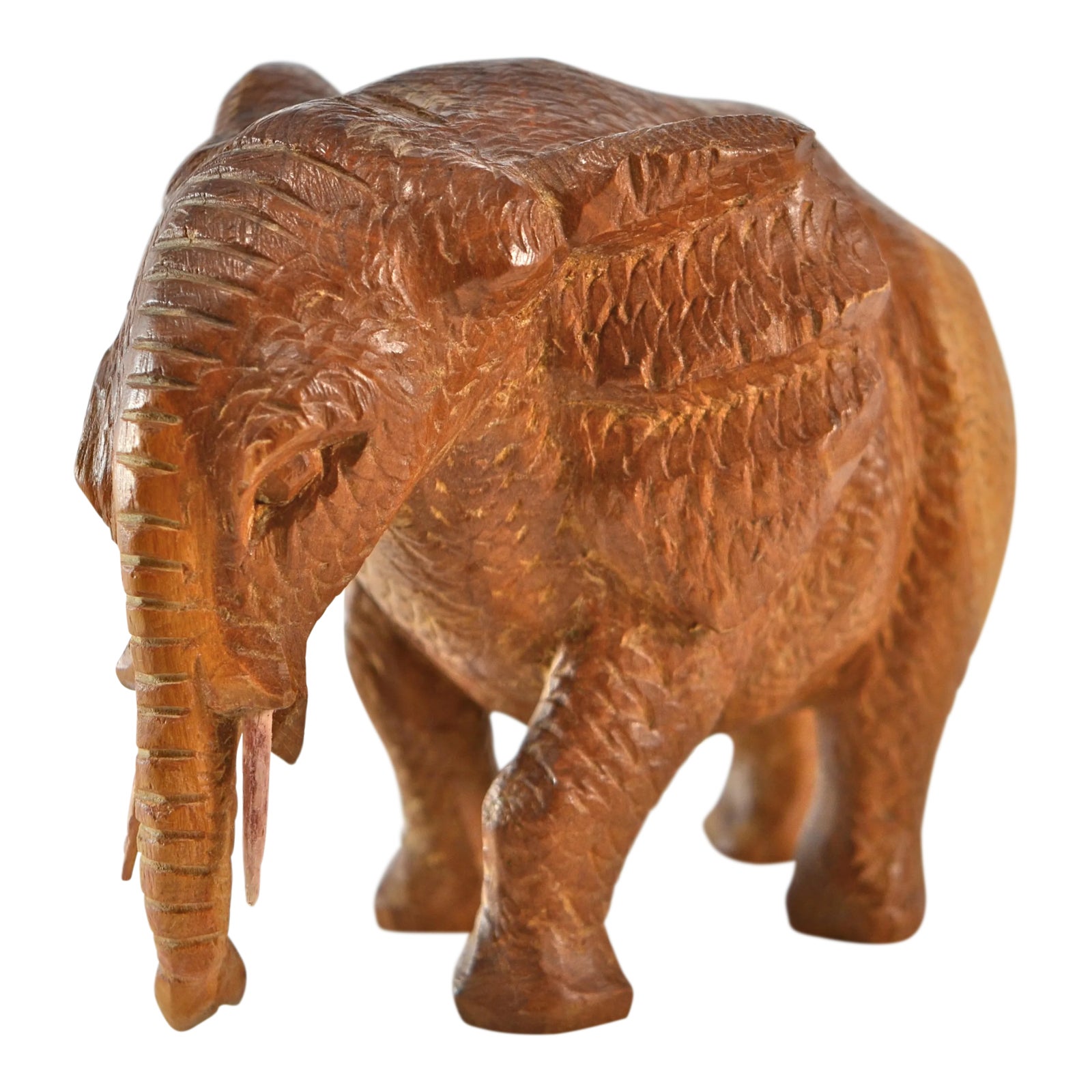 Hand Carved Wood Elephant | Chairish