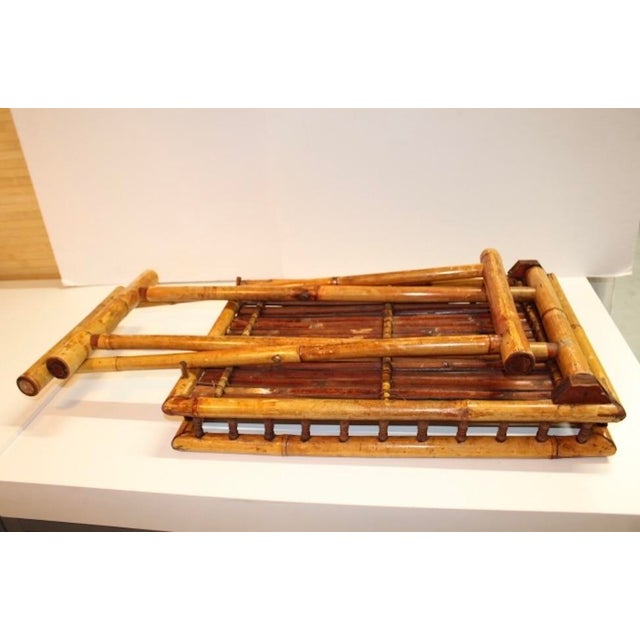 Mid 20th Century Folding Bamboo Tray Table|Two Piece | Chairish