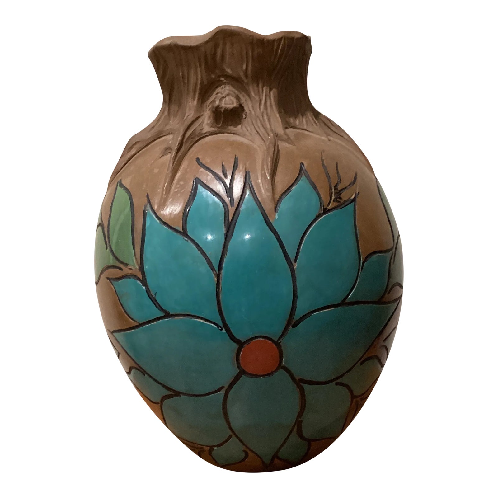 Vintage Large Chulucanas Peru Hand Painted Art Pottery Vase by Ricardo ...