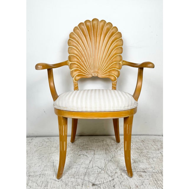 Vintage Carved Wood Shell Back Arm Chair Chairish