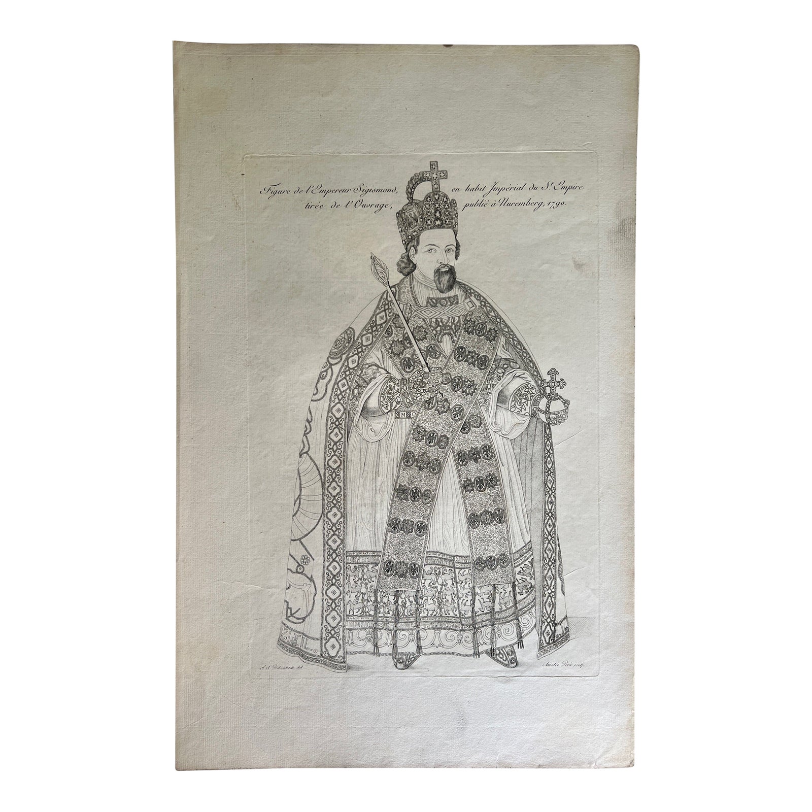 Mid 19th Century Etching Reproduction of Emperor Sigismond by French ...