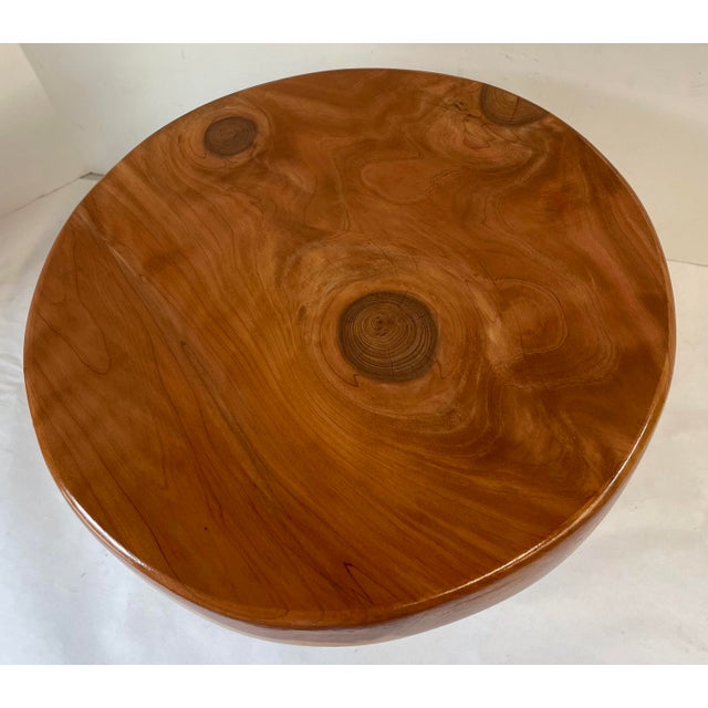 Vintage Round Cedar Wood Slab Low Stool or Plant Stand | Chairish