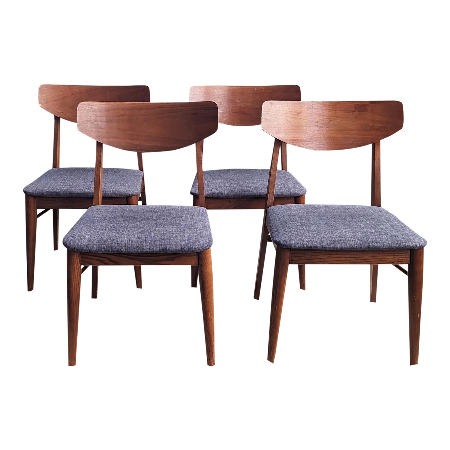 Set of Four 1960s High Quality Mid Century Walnut Dining Chairs for ...