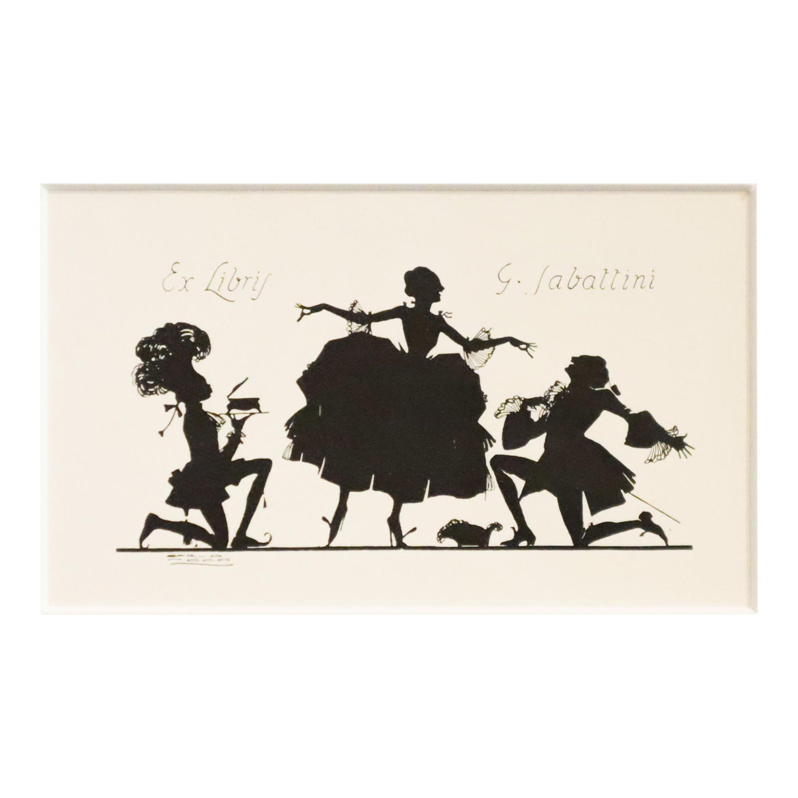 1951 Italian Engraving Bookplate (Ex Libris), Woman With Suitors ...