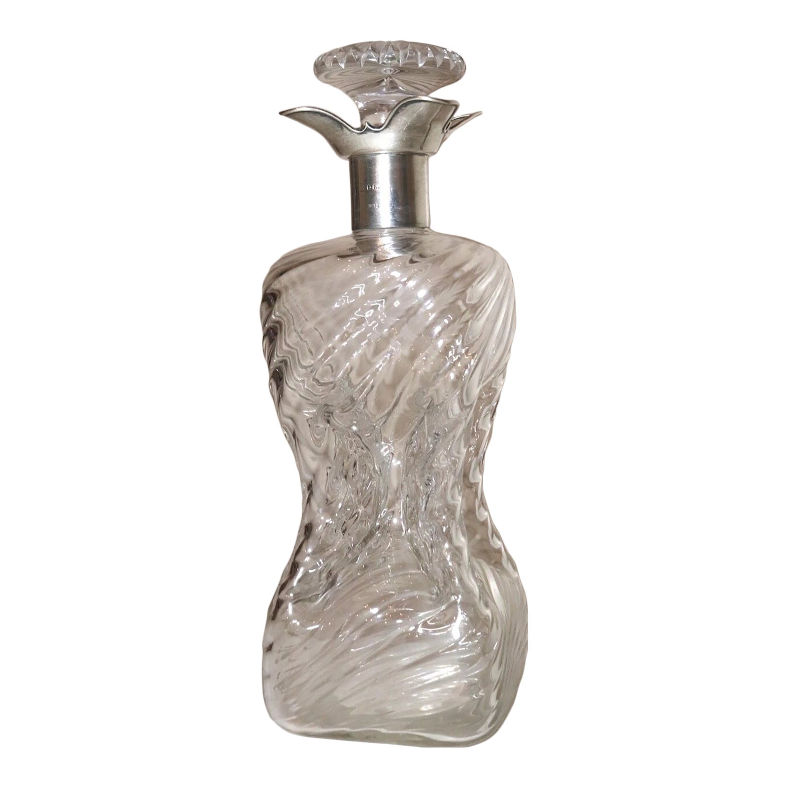 Antique Latham & Morton Blown Glass Sterling Silver Glug Glug Liquor ...
