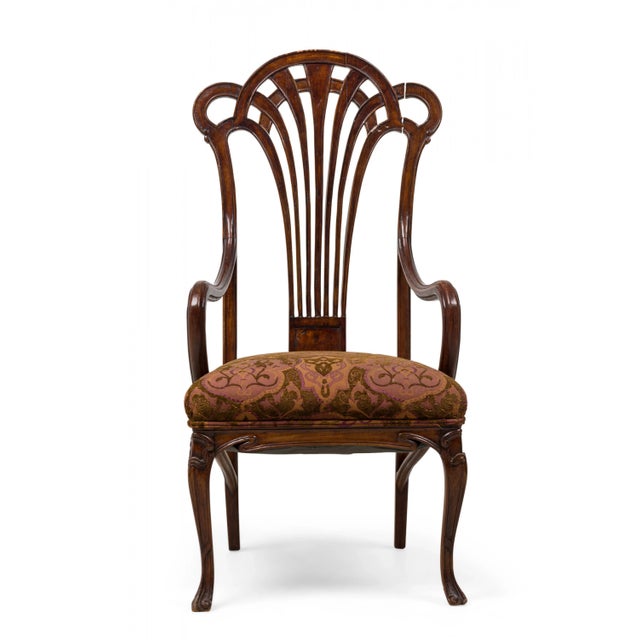 Eugene Gaillard Art Nouveau French Mahogany Upholstered Armchair | Chairish