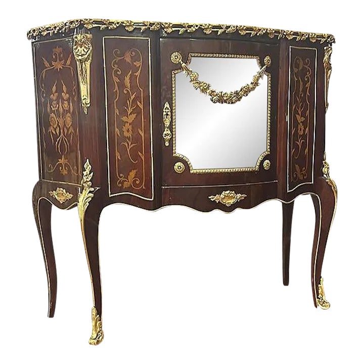 French Baroque Style Copper Commode Vitrine With Gold Details | Chairish