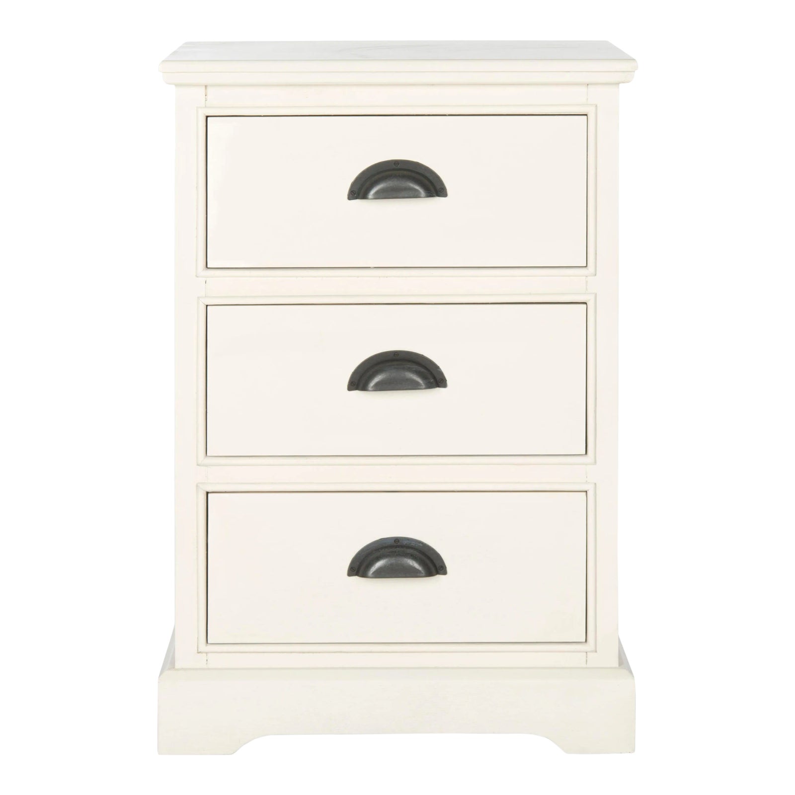 3 Drawer Side Table in White | Chairish