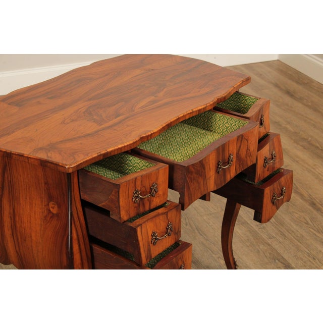 Italian Rococo Style Olive Wood Bombe Writing Desk | Chairish