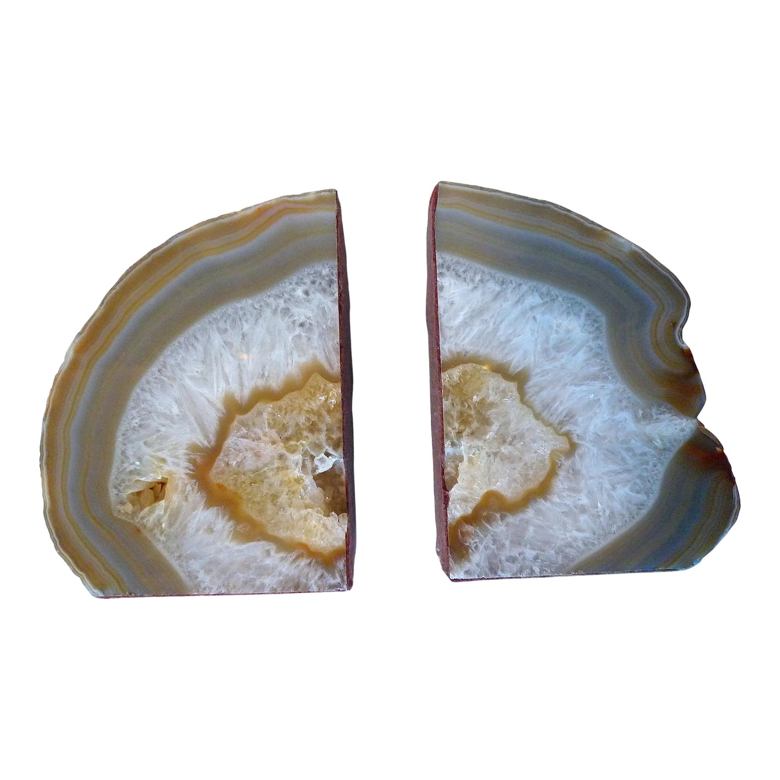 1970s Agate Geode Bookends - a Pair | Chairish