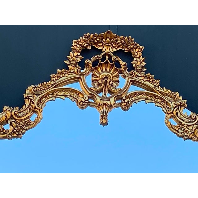 1980s French Louis XVI Baroque Rococo Style Wall Mirror in Gold Beech ...