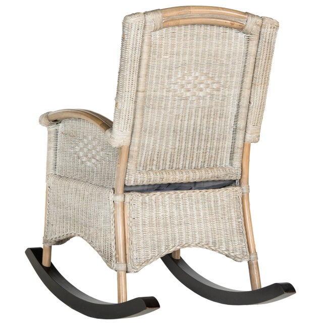Jessica Wicker Rocking Chair in Antique Grey | Chairish