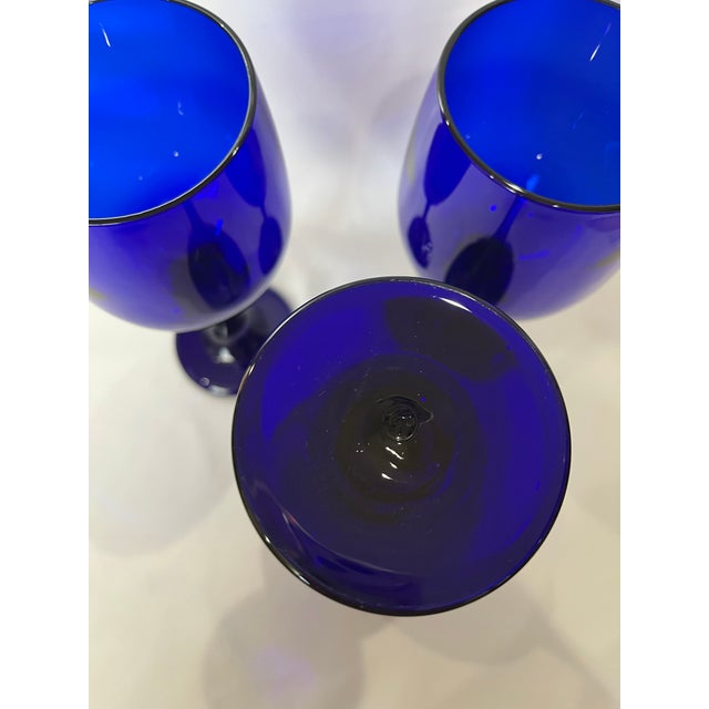 1980’s Vintage Libbey Cobalt Blue Wine Glasses -Set of 3 | Chairish