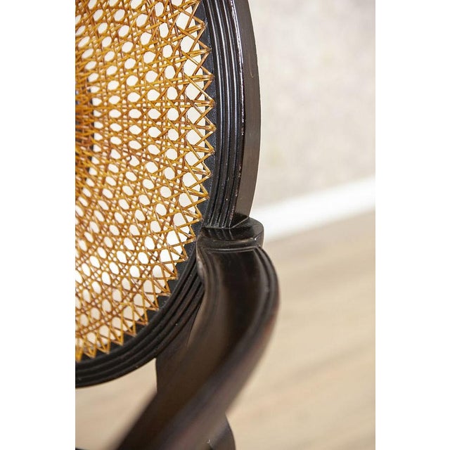 Walnut Rattan Armchair From the Early 20th Century | Chairish