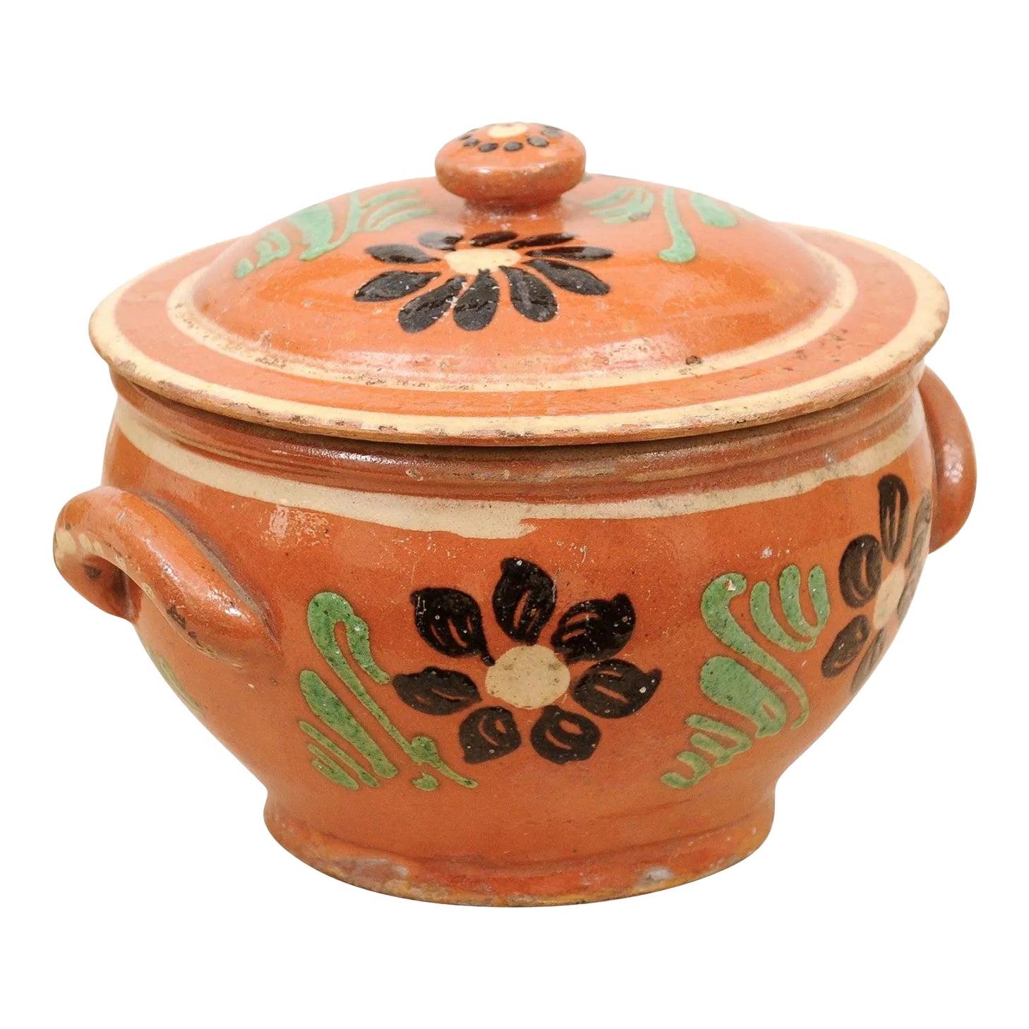 19th Century Rustic French Glazed Terracotta Covered Baking Dish with ...