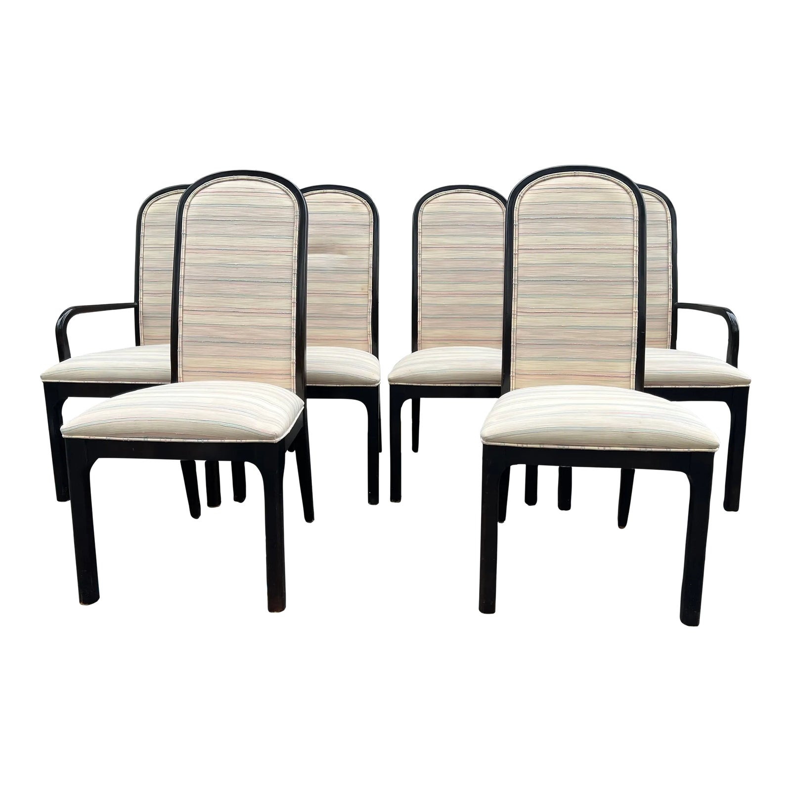 1980s Set of 6 Vintage Upholstered Dining Chairs | Chairish