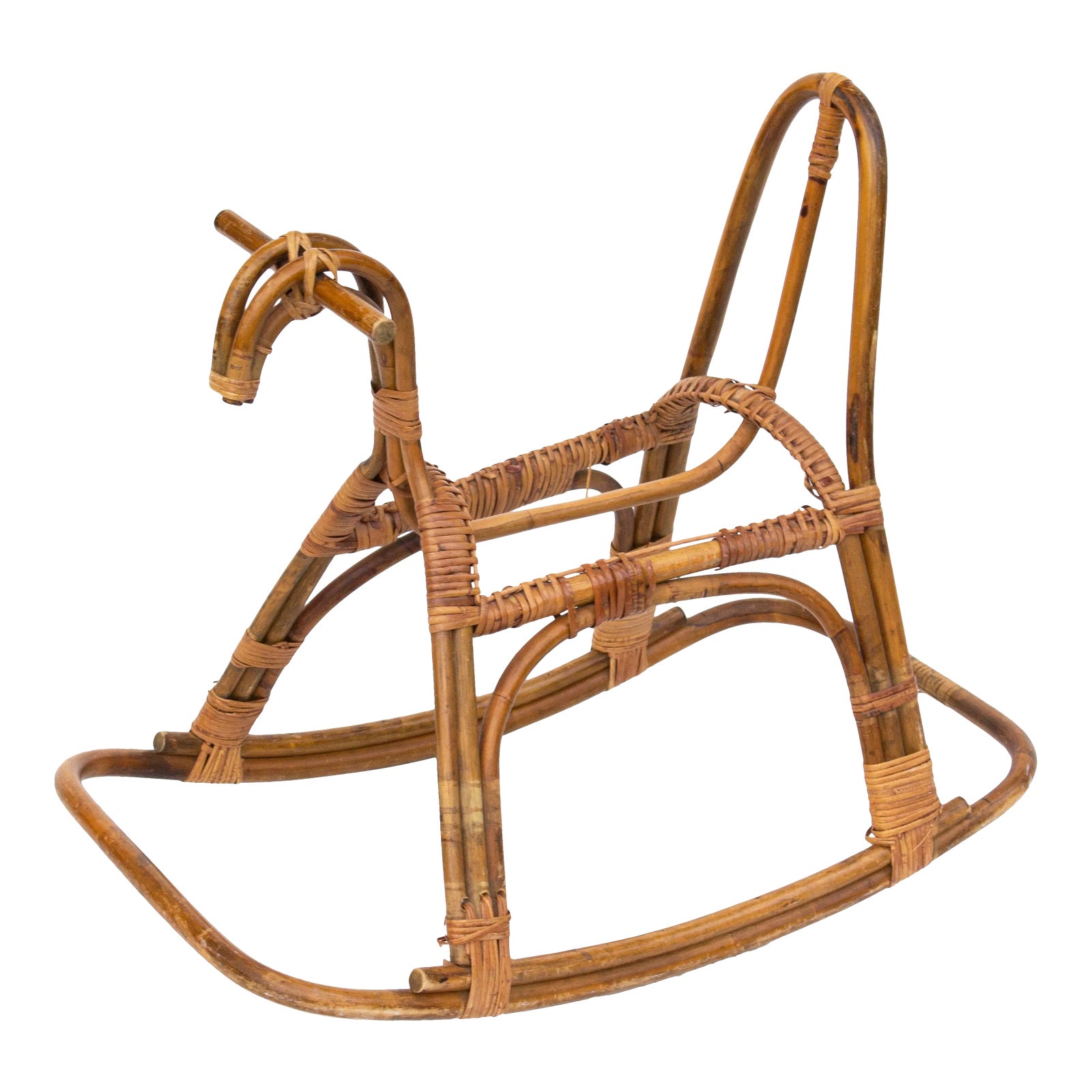 Child's Rocking Horse in Rattan | Chairish