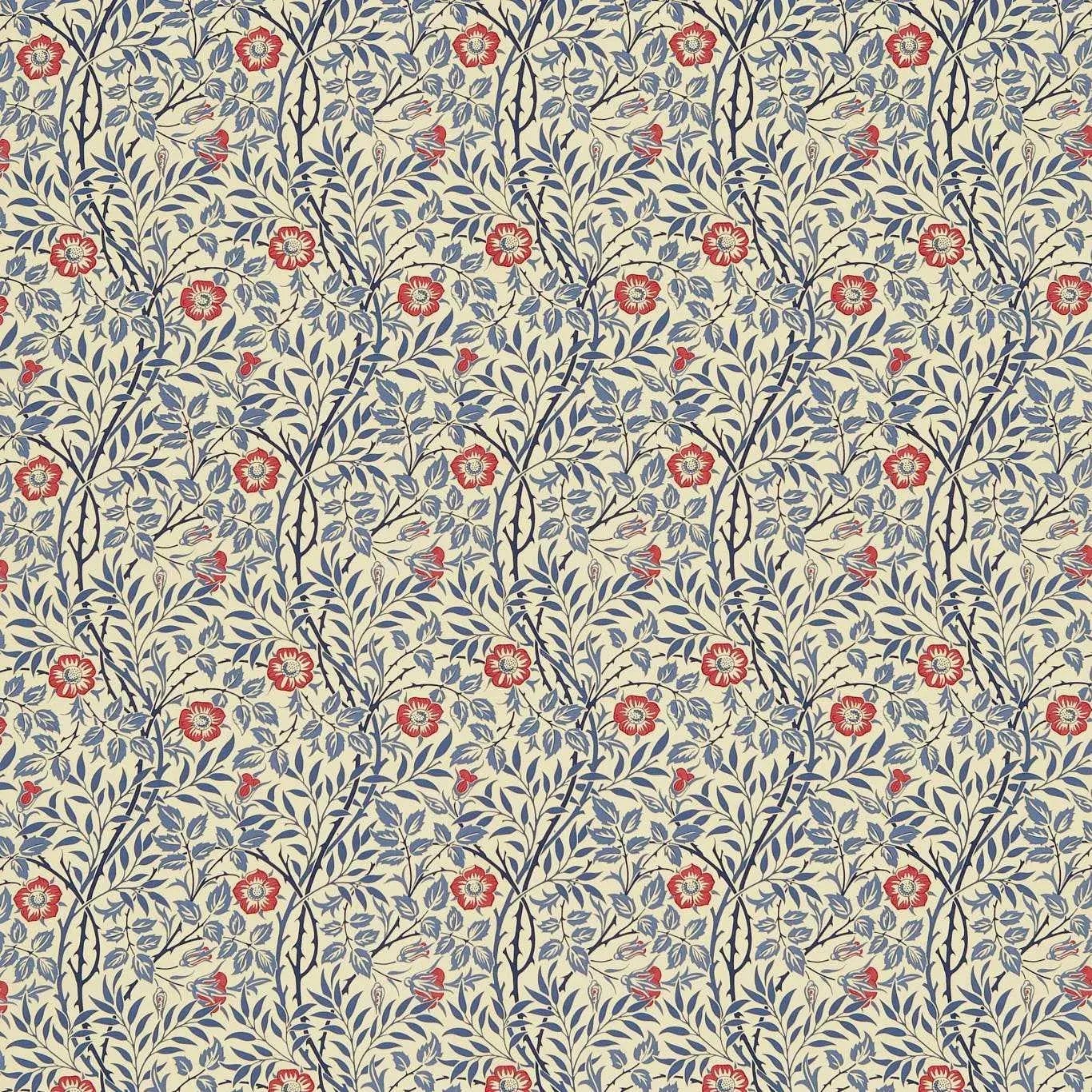 Morris & Co Sweet Briar Fabric in Blue | Chairish