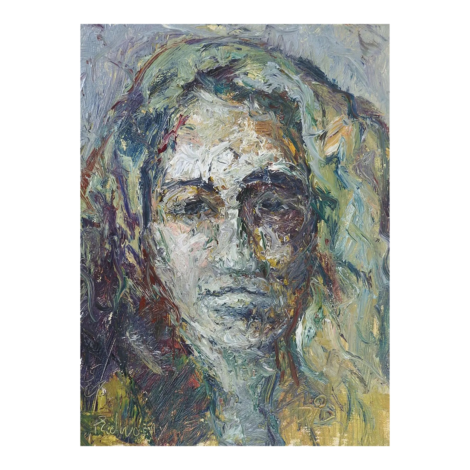 David Padworny Abstract Portrait Paintnig of Woman | Chairish