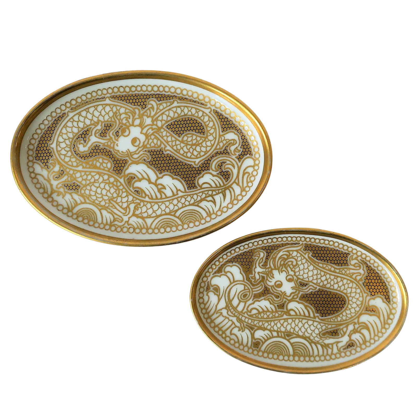 Designer Gold Dragon Jewelry Dishes by Rosenthal, Set of 2 | Chairish