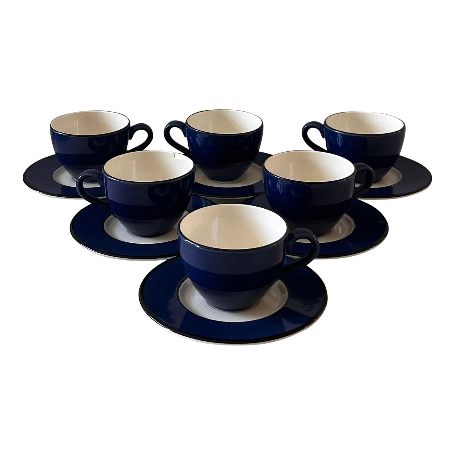 Vintage Italian Pagnossin Trevino Blue Coffee Cups and Saucers - Set of ...