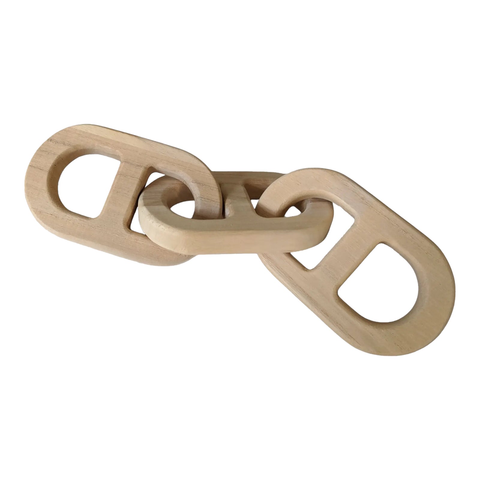 Organic Modern Raw Wood Chain Link Shelf Decor | Chairish