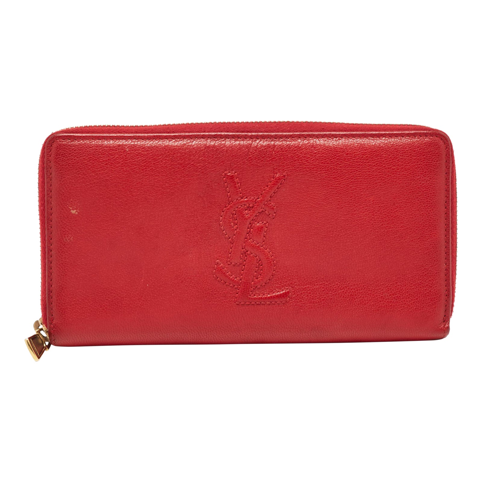Saint Laurent Red Leather Belle De Jour Wallet | Chairish