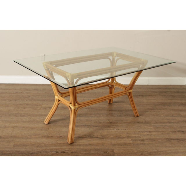 Braxton Culler Glass Top 'Trellis' Rattan Dining Table | Chairish