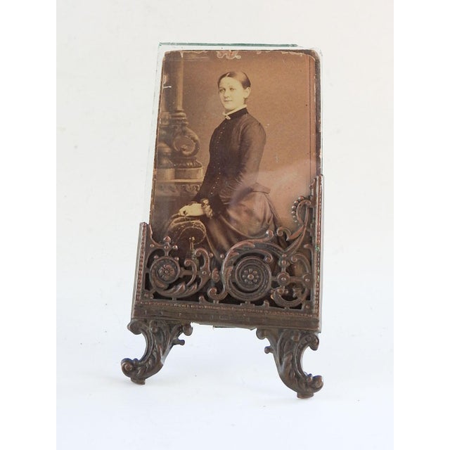 Small Antique Brass Picture Holder Tabletop Frame | Chairish