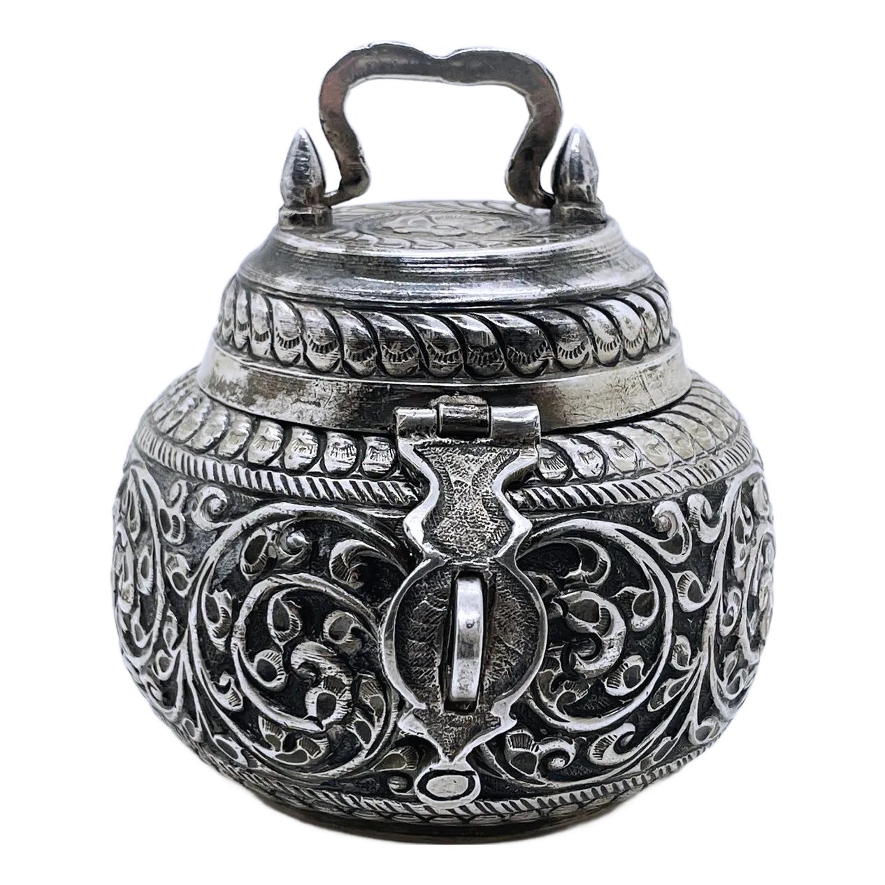 Late 19th Century Antique Indian Silver Paan Dan Betel Box | Chairish