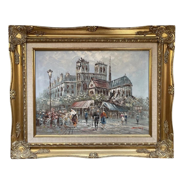 Louis Anthony Burnett, Notre Dame de Paris, Oil Painting, Framed | Chairish