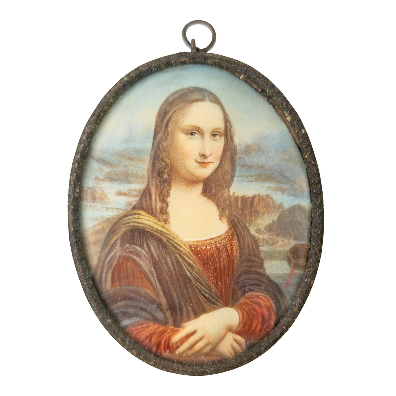 19th Century French Watercolor Miniature Portrait After the Mona Lisa ...