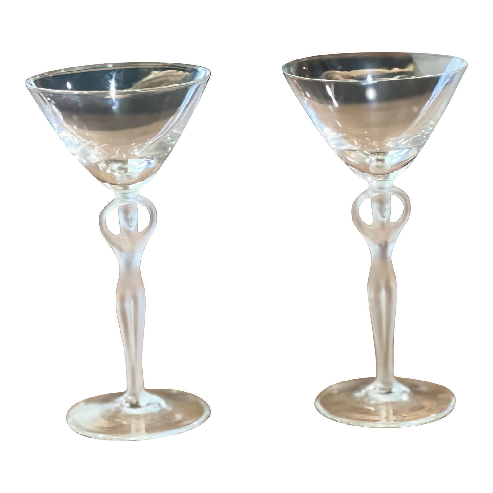 1970s Bayel France Bucchante Frosted Stemware- Set of 2 | Chairish