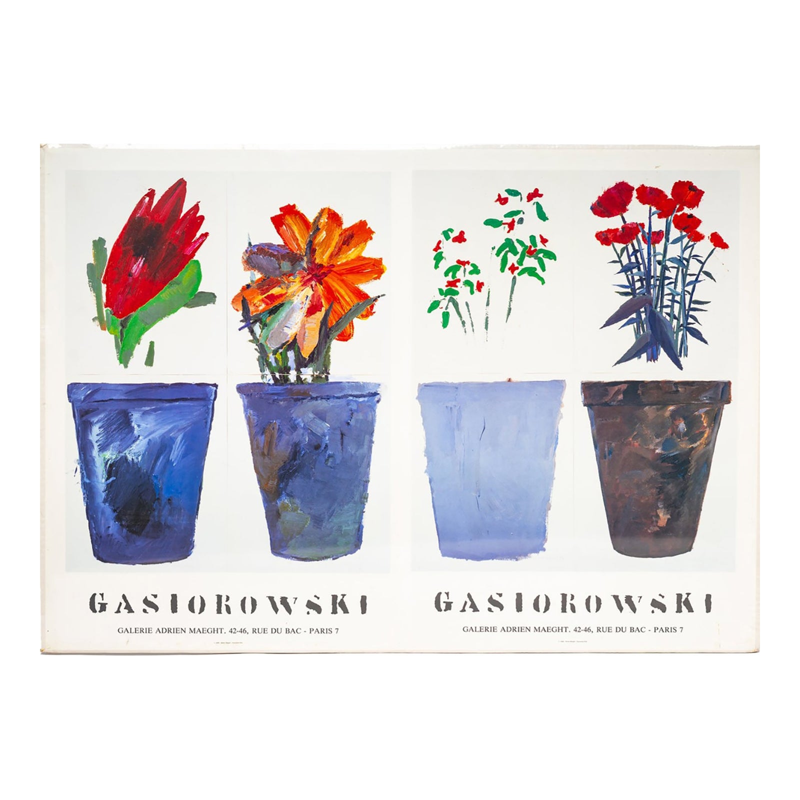 1973 French Exhibition Posters of Flowers by Gerard Gasiorowski | Chairish