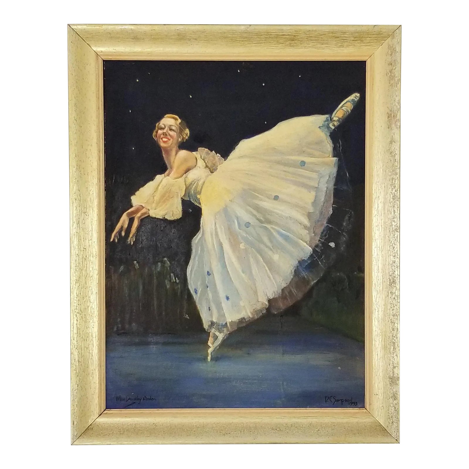 1950 D E Simpson " Miss Dorothy Anderson " Oil Painting | Chairish