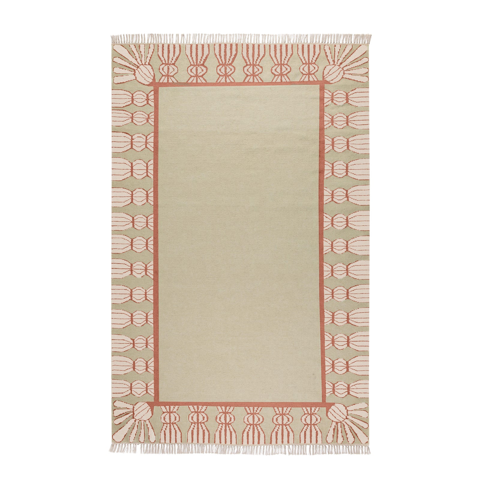 Part & Parcel Goods Wool Tassel Rug, 2’6” x 8', Celadon, Topaz and ...