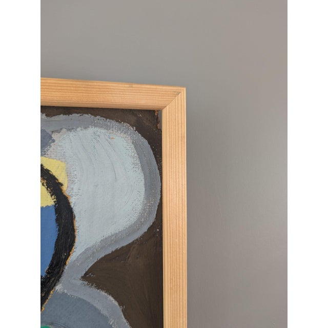 Mid-Century Modern "Houses in Shapes" Vintage Geometric Abstract Oil ...