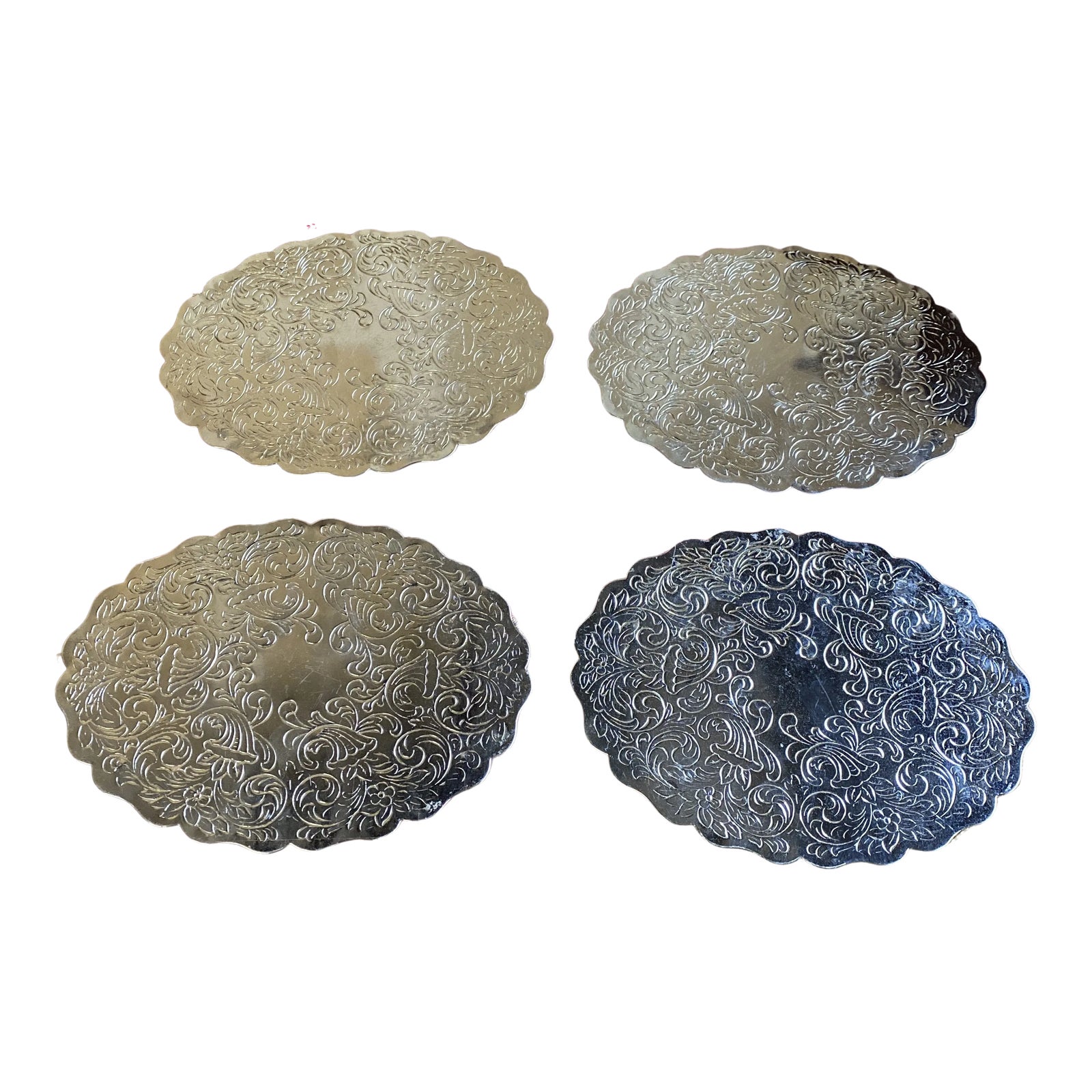 1960s Silver-Tone Trivets- Set of 4 | Chairish