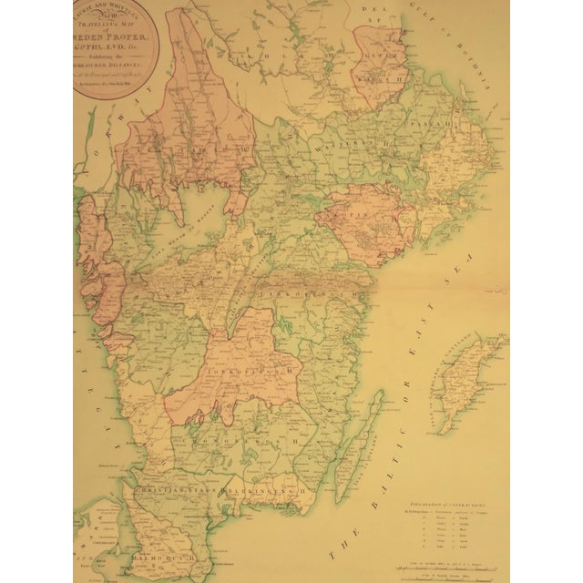 1805 Traveling Map of Sweden | Chairish