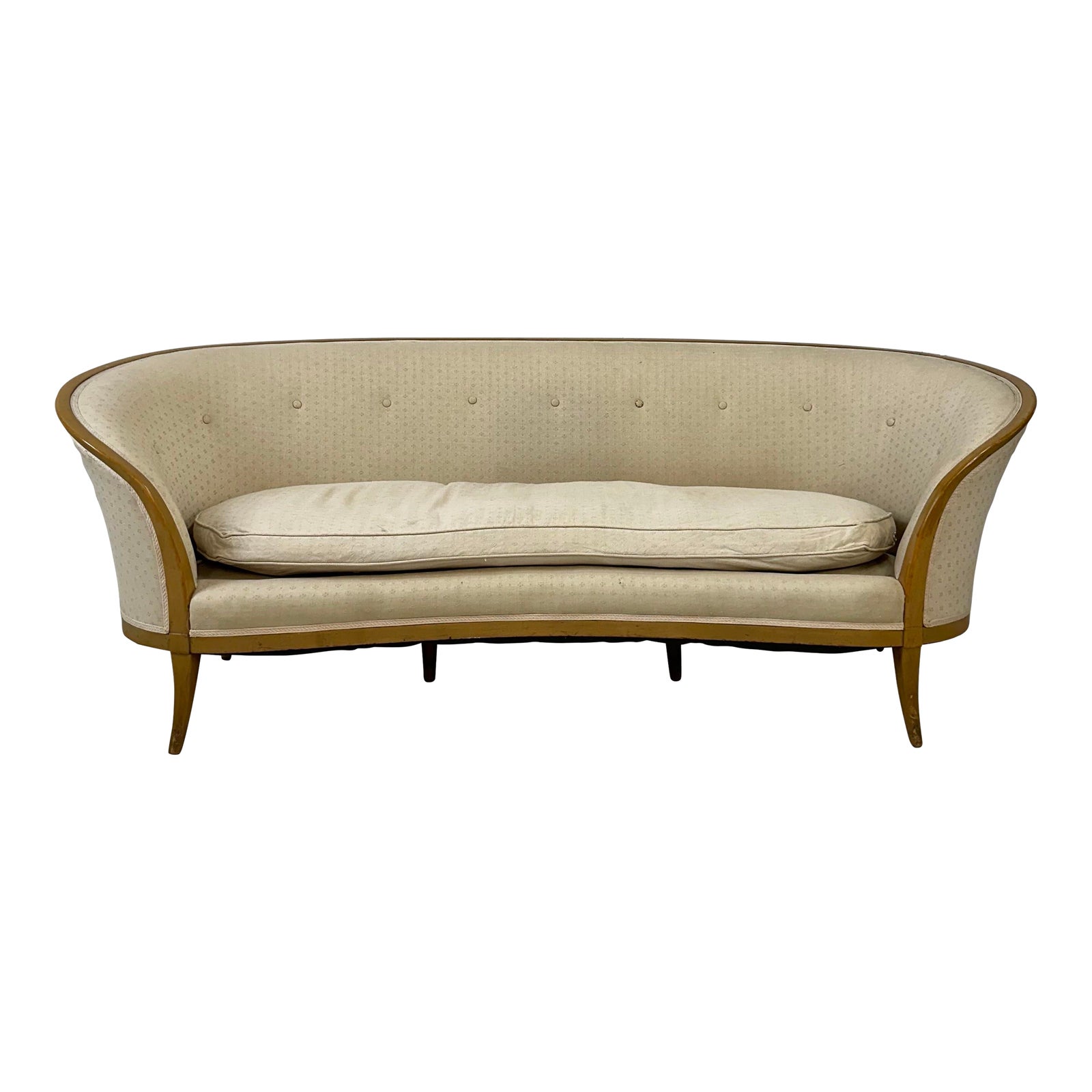 Art Deco Modern French Style Curved Tall Back Sofa | Chairish