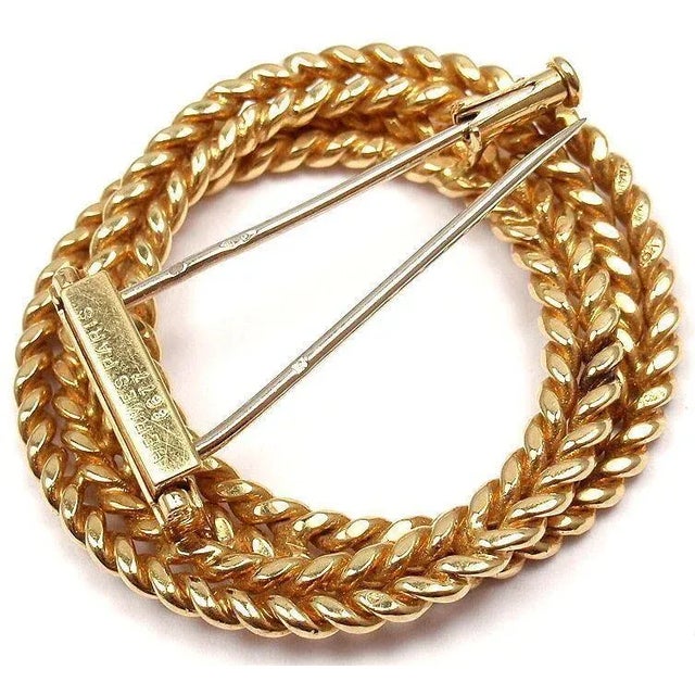 Vintage Hermes Paris 18k Yellow Gold Brooch Pin | Chairish