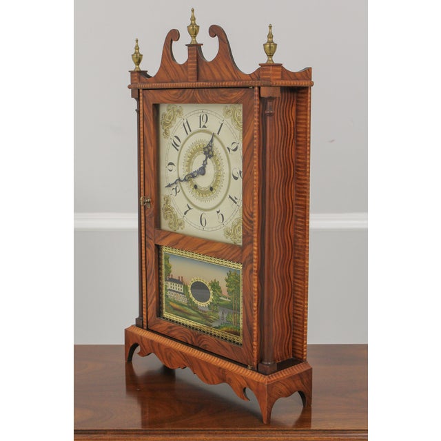 Pilar & Scroll Clock W. Tom Moberg Painted Glass | Chairish