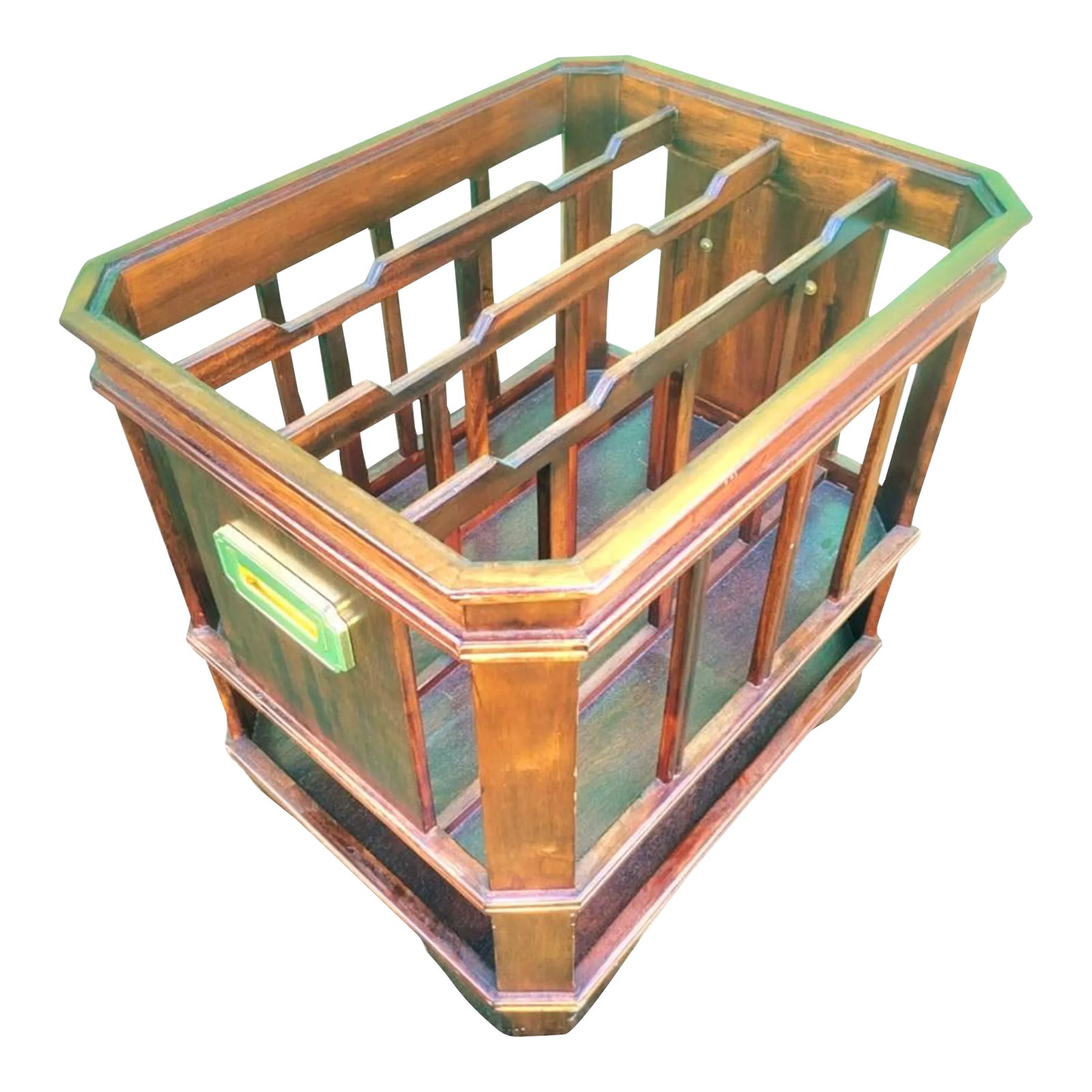 Vintage Campaign Wood Large Magazine Rack Stand Holder | Chairish