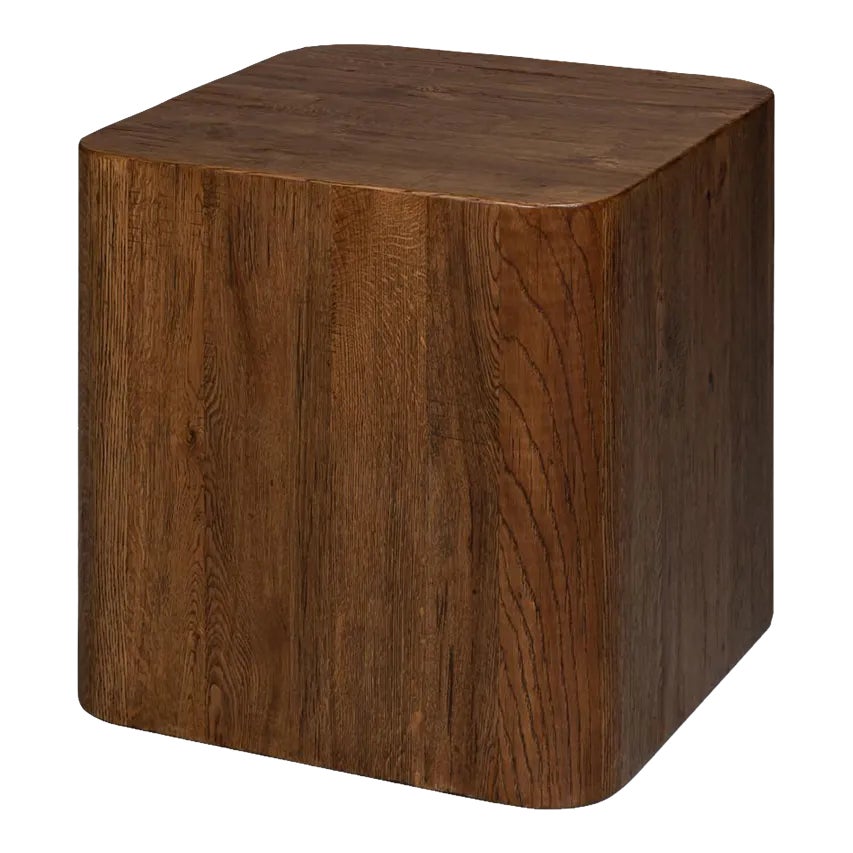 Reclaimed Oak Wooden Cube Table | Chairish