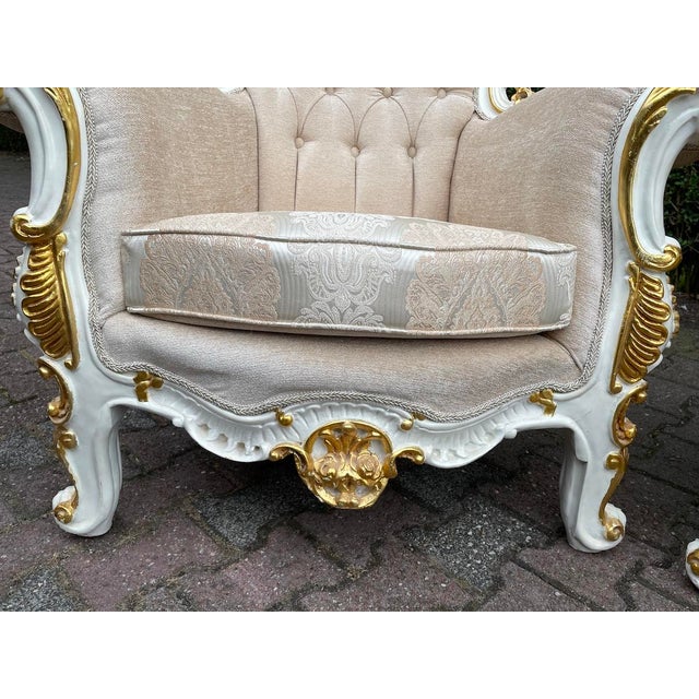 Vintage Pair of Italian Baroque Bergere Chairs in White Lacquered Beech ...