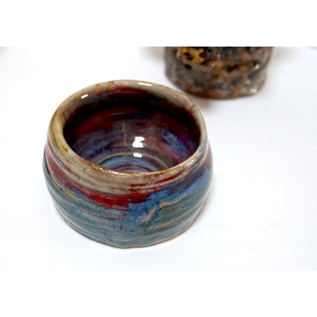 Modernist Ceramic Abstract Studio Pottery Set in Earth and Blue Hues ...