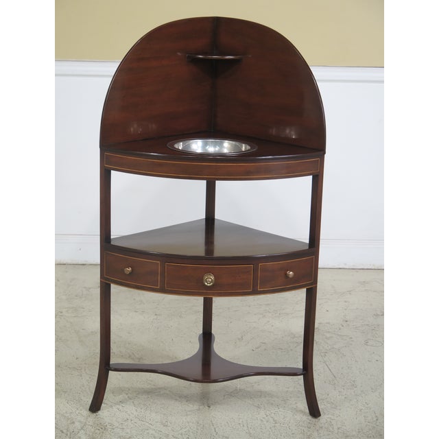 Kittinger Inlaid Mahogany Corner Washstand | Chairish